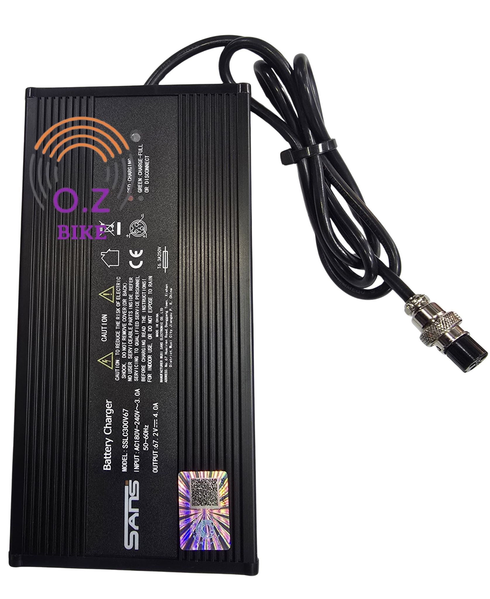 מטען מהיר עם מאוורר של חברת SANS המקורי 60V 4A נקבה - O.Z BIKE עוז בייק